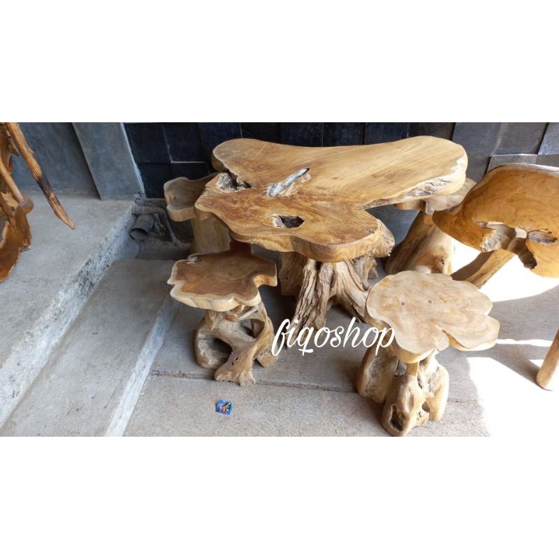 Jual Meja Makan Akar Kayu Jati Furniture Jepara | Shopee Indonesia