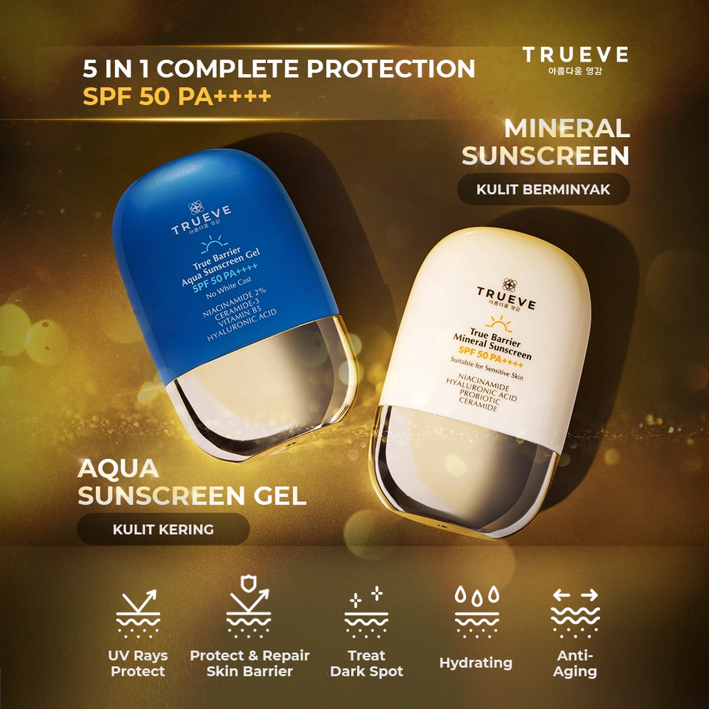 Jual Trueve True Barrier Mineral / Aqua Gel Sunscreen Spf 50PA ...