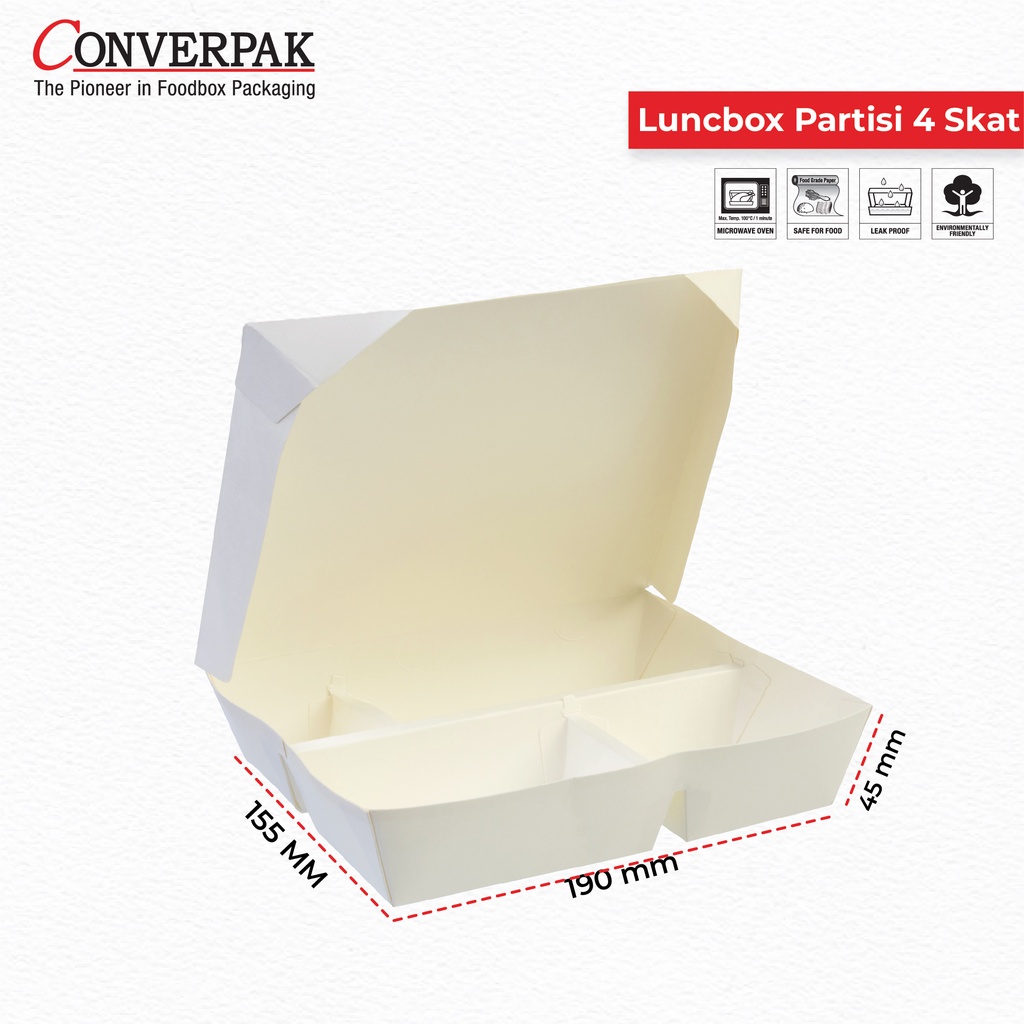 Jual Paper Lunch Box Converpak Partisi/Eco-Friendly/ 4 skat | Shopee ...