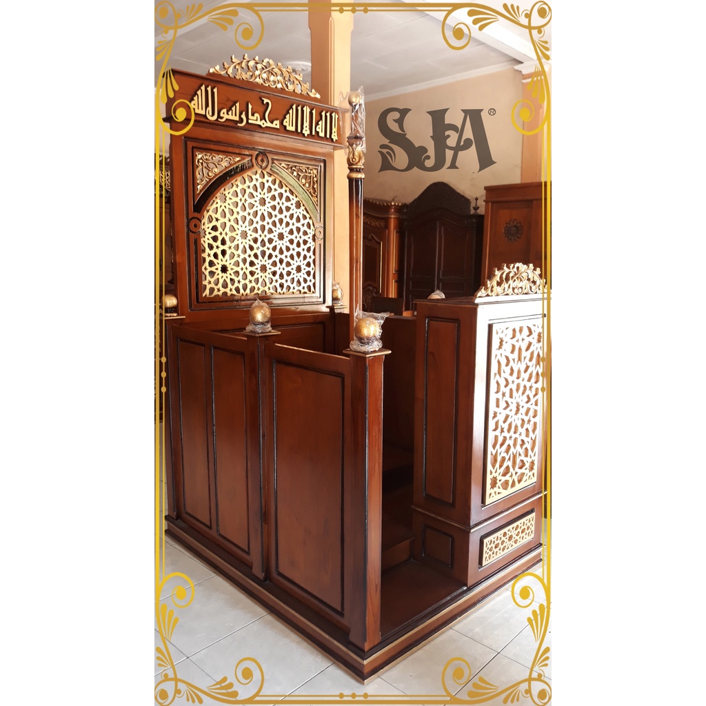 Jual mimbar masjid furniture perlengkapan keagamaan kaligrafi ukir ayat ...