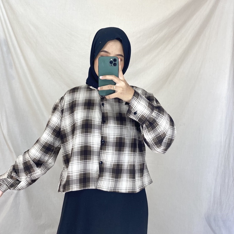 Jual ONE SET CROP (inner gamis+kemeja crop+pasmina) | Shopee Indonesia