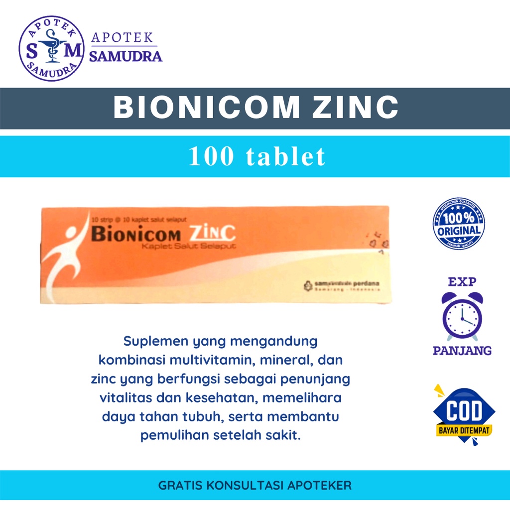 Jual BIONICOM ZINC Kaplet - Strip isi 10 Kaplet (Multivitamin + Zink ...