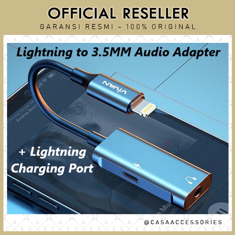 Jual Vivan VAL02 Lightning to Lightning Audio Headphone Adapter iPhone ...