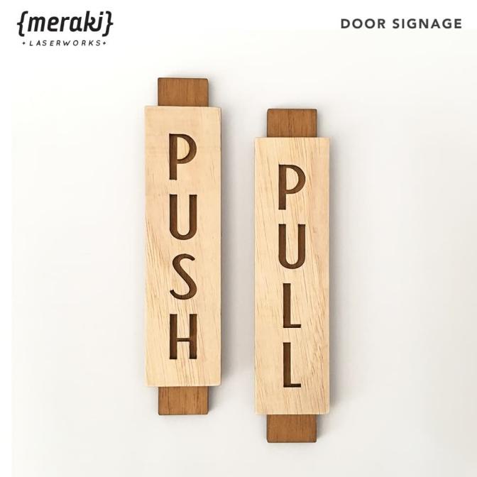 Jual Door Sign Push Pull Kayu / Door Sign Kayu terlaris | Shopee Indonesia