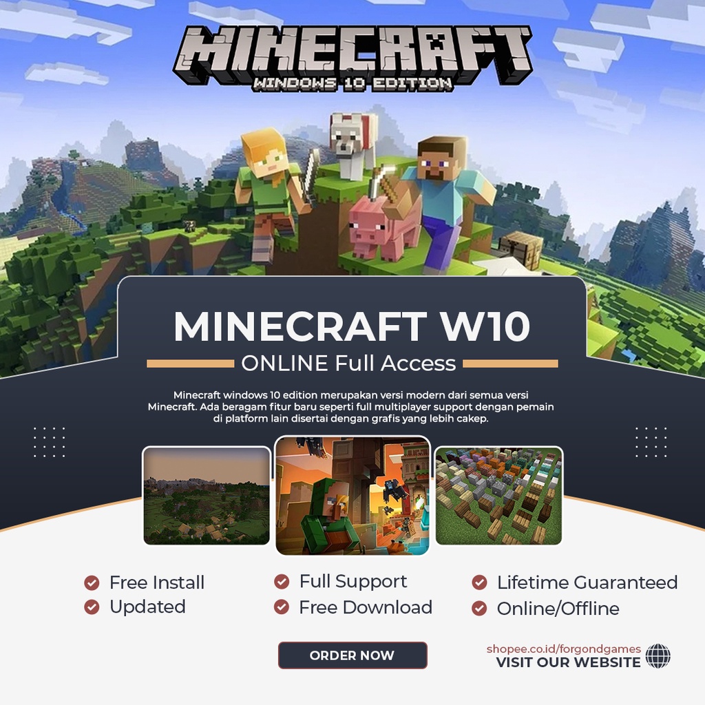Jual MINECRAFT WINDOWS 10 / BEDROCK PC GAME FULL ACCESS ONLINE | Shopee ...