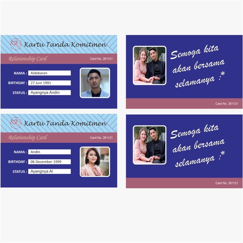 Jual Cetak Kartu Komitmen pacaran sahabat kaka adik pvc free mika ...