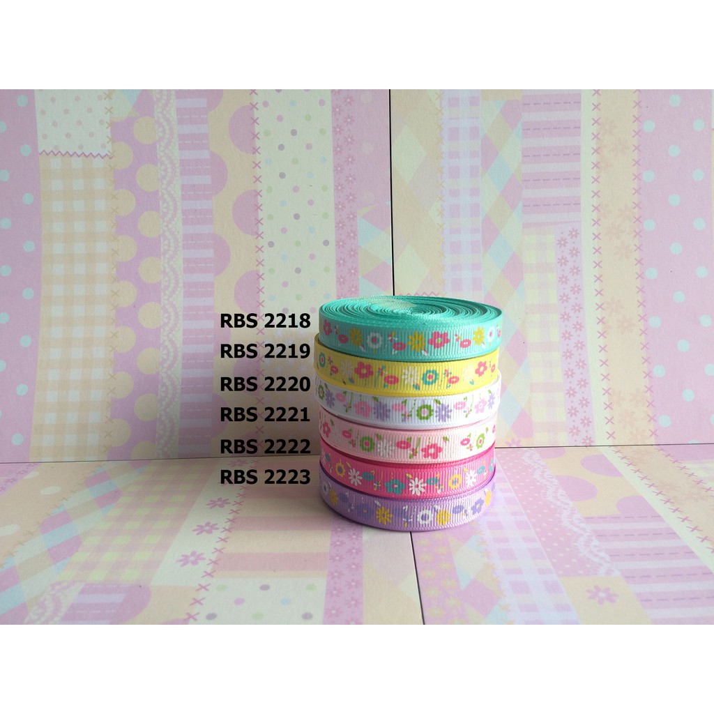 Jual (10 yard) Pita Grosgrain Motif Bunga Sale 2218,2219,2220,2221,2222 ...