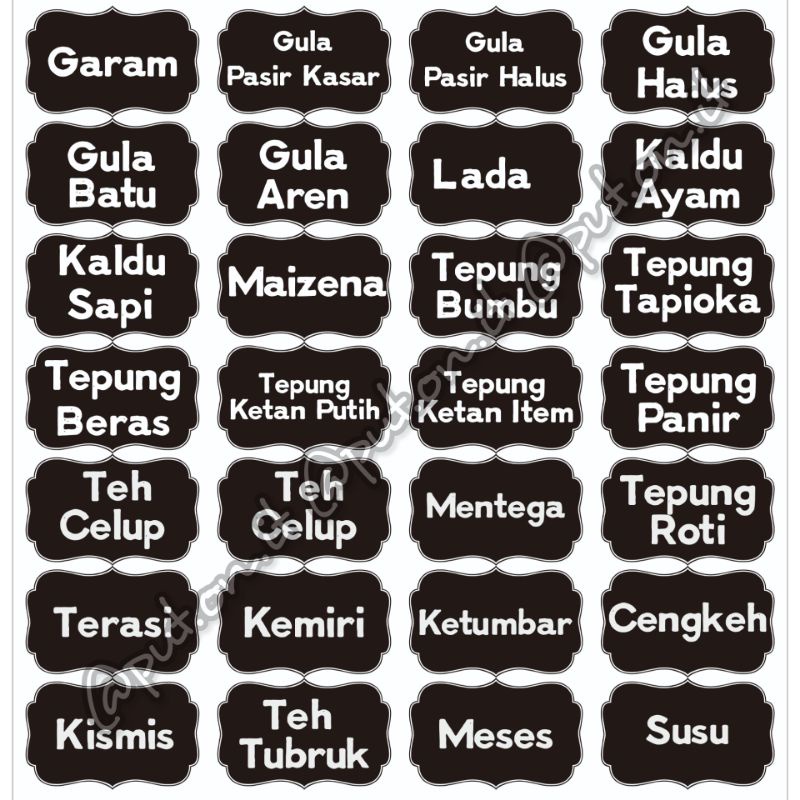 Jual Stiker label bumbu / stiker wadah bumbu / label wadah dapur ...