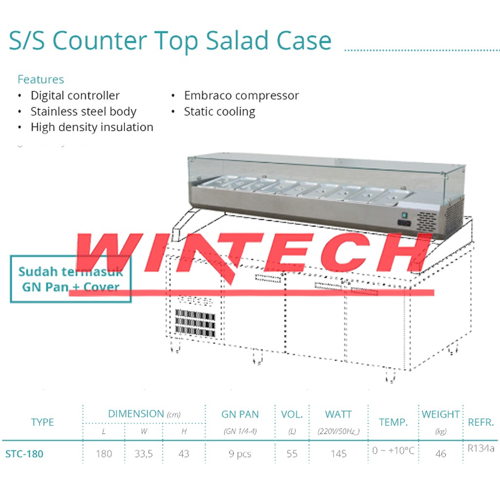 Jual GEA STC-180 COUNTER TOP SALAD CASE - TEMPAT MENARUH SALAD PORTABLE ...