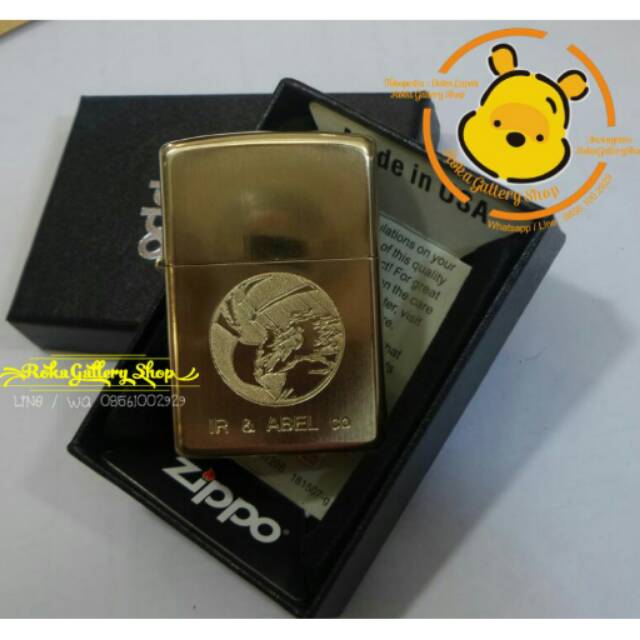 Jual Zippo gold grafir logo senapan ir & abel co | Shopee Indonesia