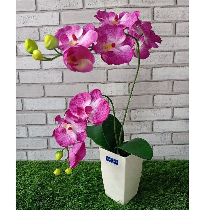 Jual Set bunga anggrek artificial/bunga anggrek 2 cabang dengan pot ...