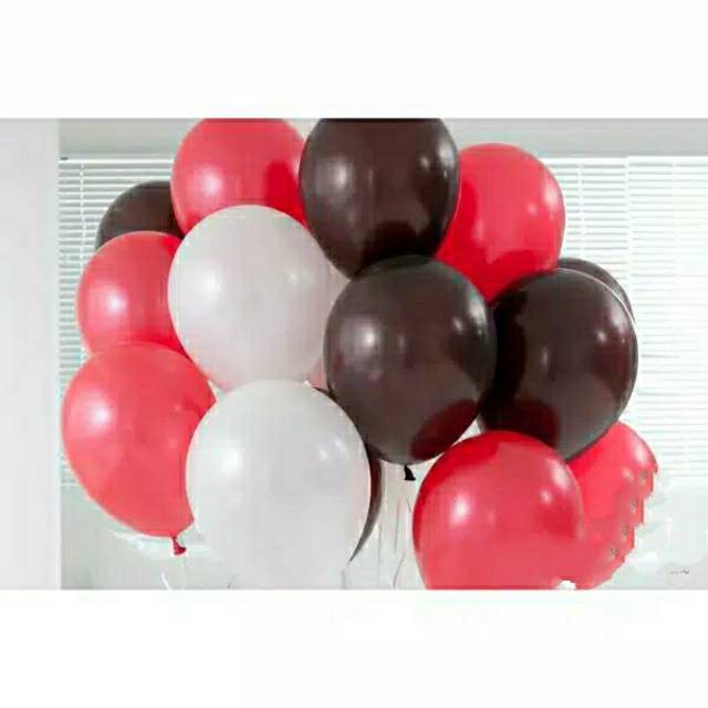 Jual Balon Latex Metalik Mix 30 pc { Merah / Coklat / Putih } ukuran 12 ...