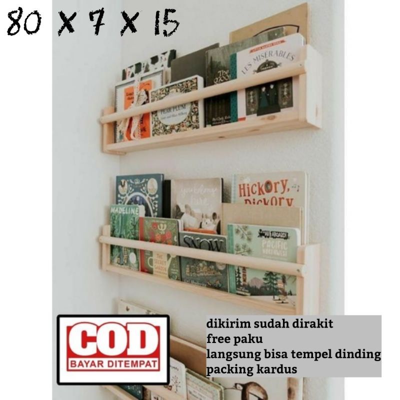 Jual rak buku panjang 80 cm/ rak buku dinding / rak buku tempel dinding ... Jual rak buku panjang 80 cm/ rak buku dinding / rak buku tempel dinding ...