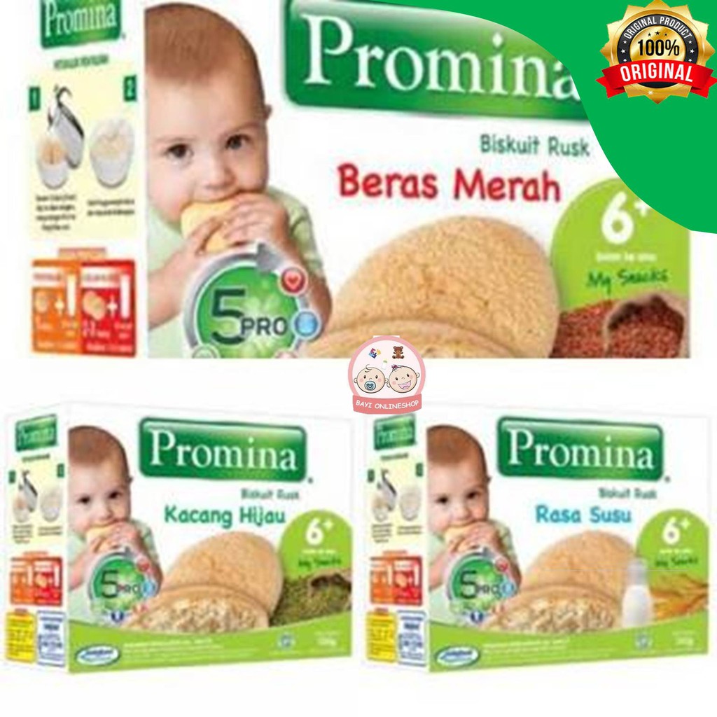 Jual Promina Biskuit Rusk SUSU/ KACANG HIJAU/BERAS MERAH BISKUIT BAYI ...