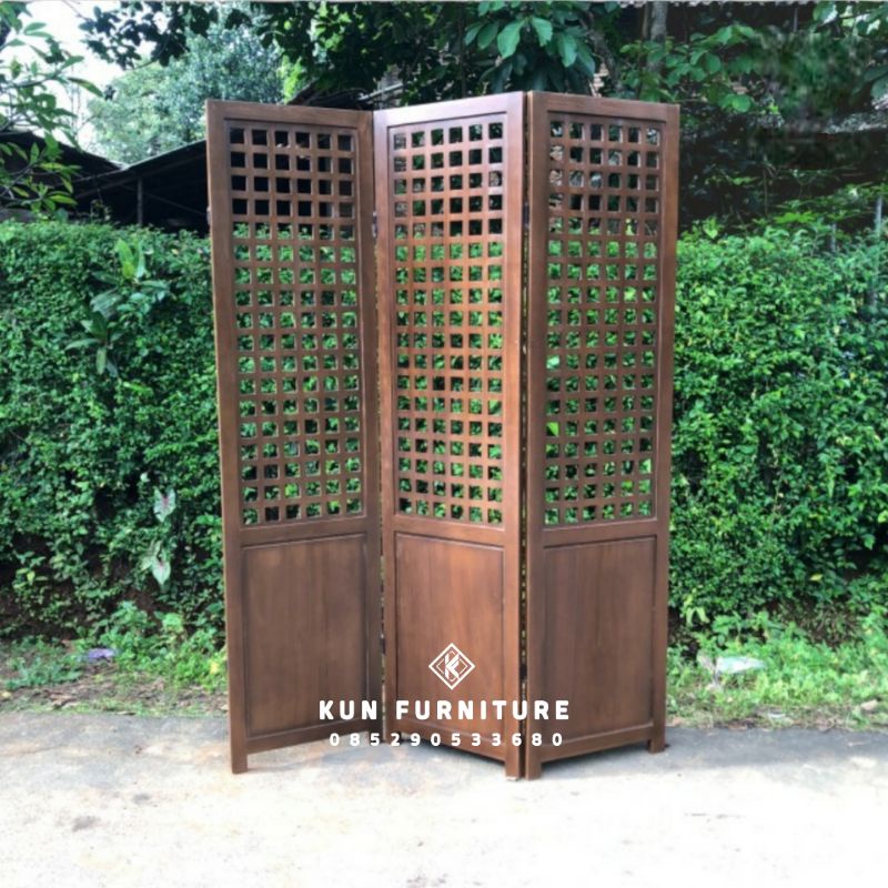 Jual sketsel penyekat ruangan kotak kotak sketsel minimalis kayu jati ...