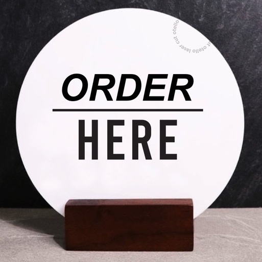 Jual Order Here Sign Standing Acrylic Desk Signage Pesan Disini Akrilik ...