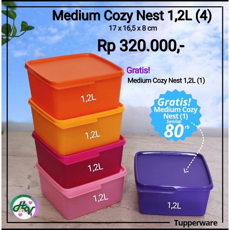 Jual Tupperware Cozy Nest per pcs ukuran 1.2lt dan 2,5ltr | Shopee Indonesia