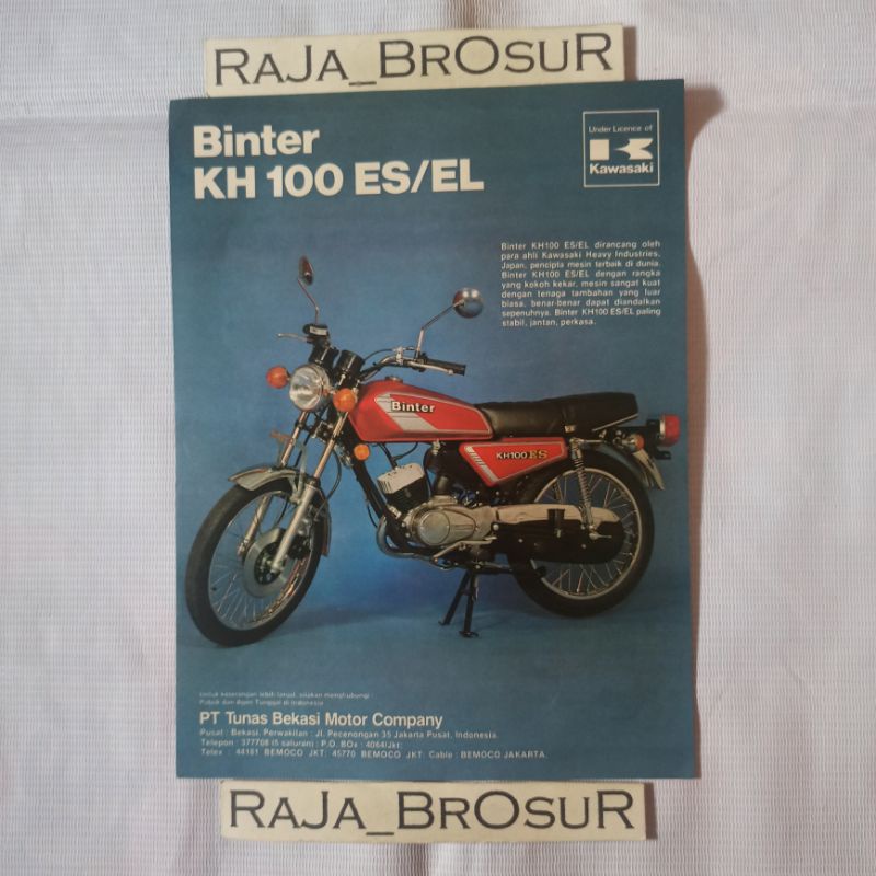 Jual Poster brosur flyer jadul lawas langka Kawasaki Binter KH 100 ES ...