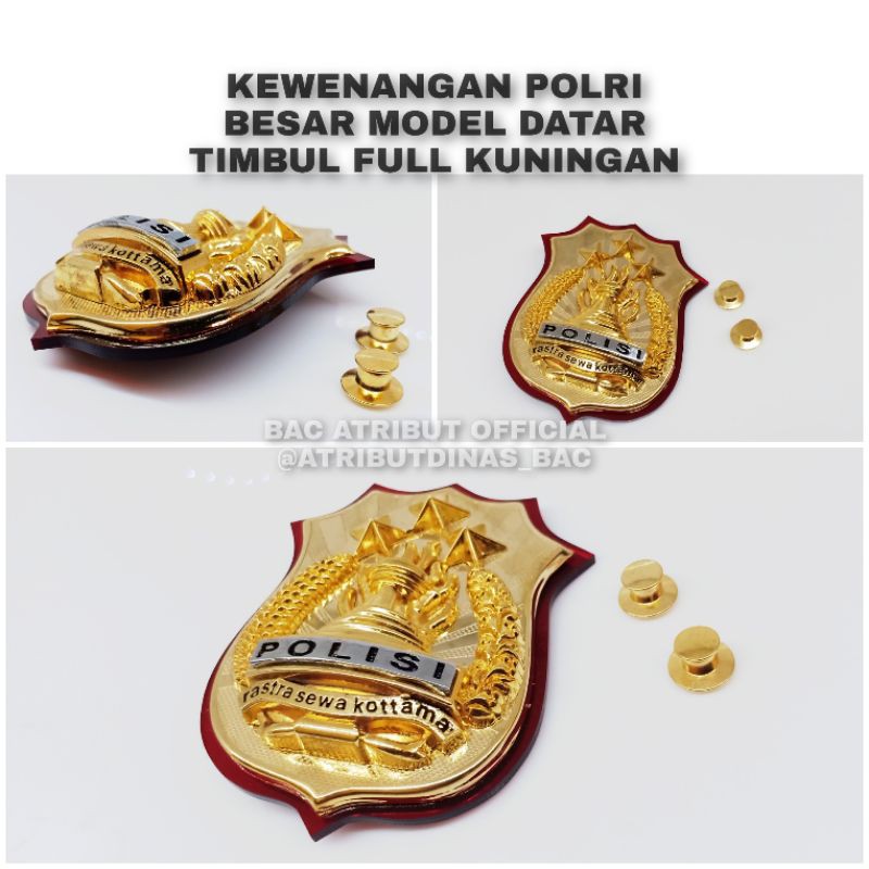 Jual KEWENANGAN POLRI POLISI MODEL DATAR KUNINGAN LOGO TIMBUL 3DIMENSI ...