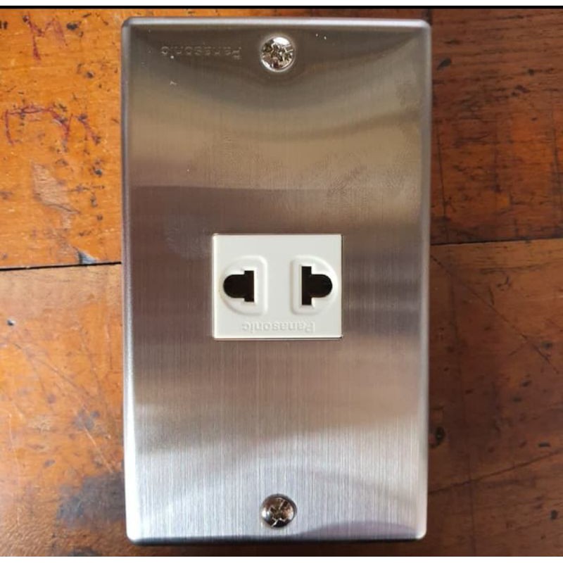 Jual stop kontak universal panasonic stainless besi stopkontak single ...