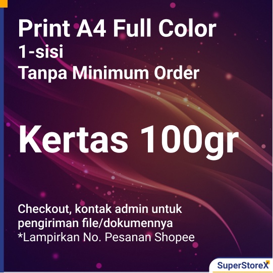 Jual Jasa Print HVS A4 100gr Full Color Warna 100 gr gram Cetak 1 Sisi ...