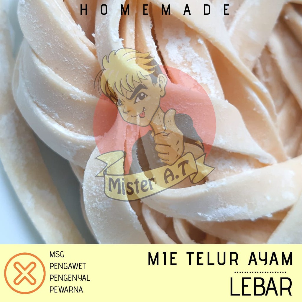 Jual Mie telur / telor / ayam 1kg mentah /bakmie lebar | Shopee Indonesia