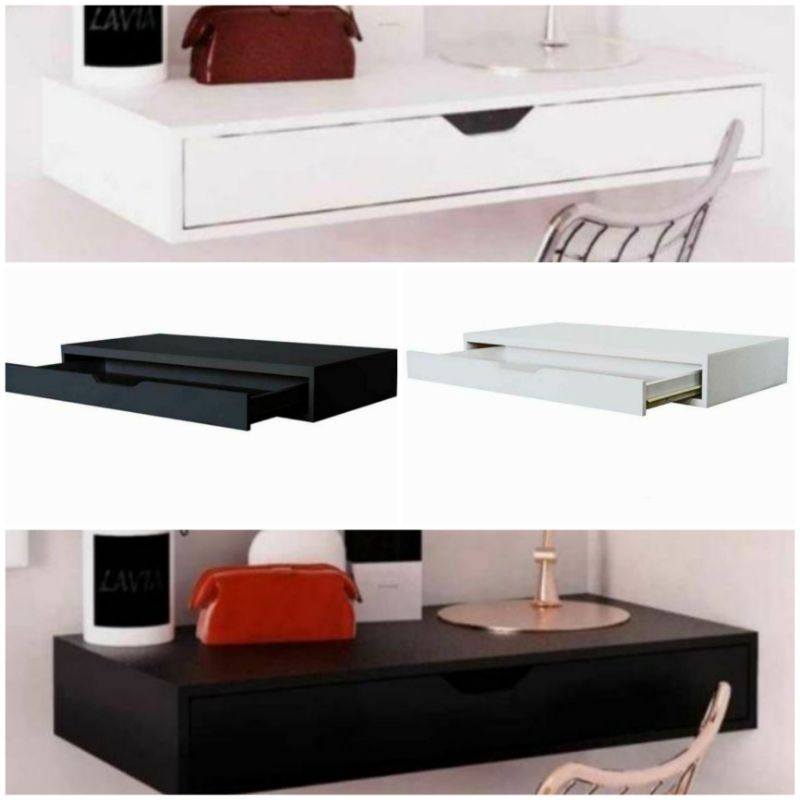 Jual Meja dinding dengan laci / Nakas dinding / Floating table | Shopee ...