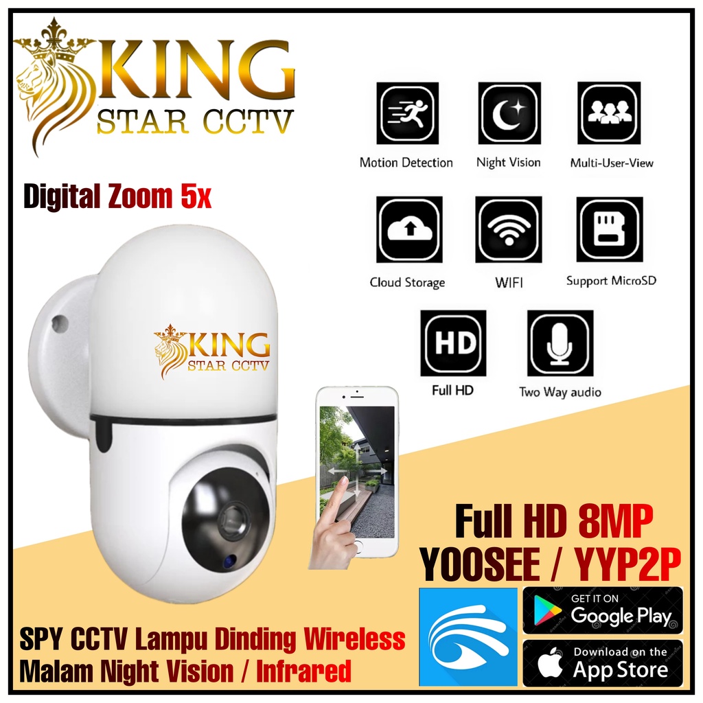 Jual IP Cam Smart wireless IP PTZ Camera CCTV WIFI / Lampu Wireless ...