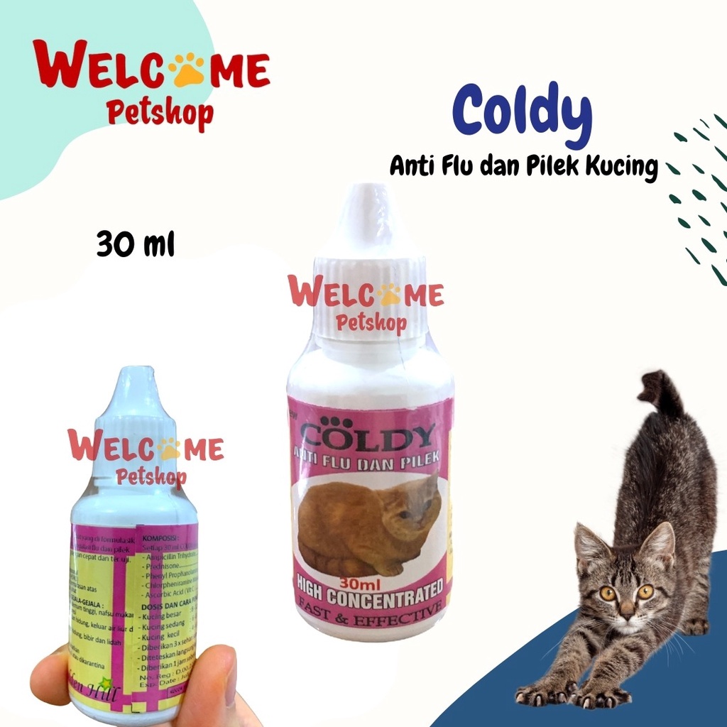Jual Coldy Cat Obat Kucing Flu Pilek Influenza Ingusan Meler 30ml ...