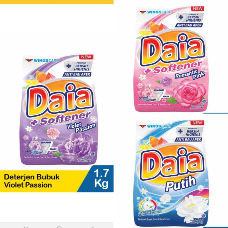 Jual Daia Detergent Bubuk + Softener, jazz 1 detergent 1,7kg random ...