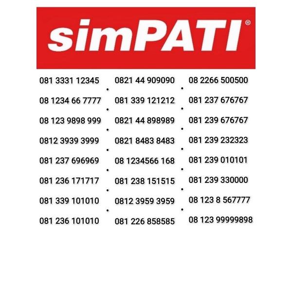 Jual Kartu Perdana Nomor Cantik Telkomsel Prabayar Prepaid Sim Card Simpati 12345 898989 909090 ...