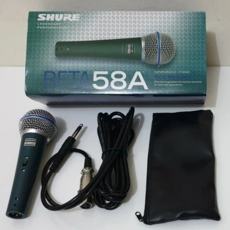 Jual Mic Kabel Shure BETA58A Switch On Off (HITAM HIJAU) | Shopee Indonesia