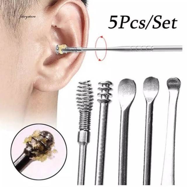 Jual ALAT KOREKAN KOREK KUPING BESI SET ISI 5 PCS KOREKAN KUPING ...