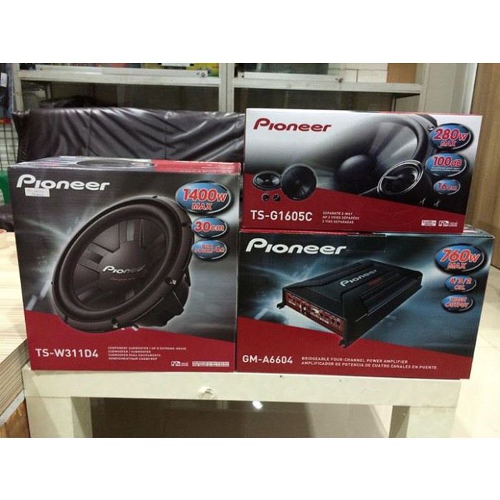 Jual PAKET AUDIO PIONEER SPEAKER SPLIT , POWER , SUBWOOFER DOUBLE COIL ...