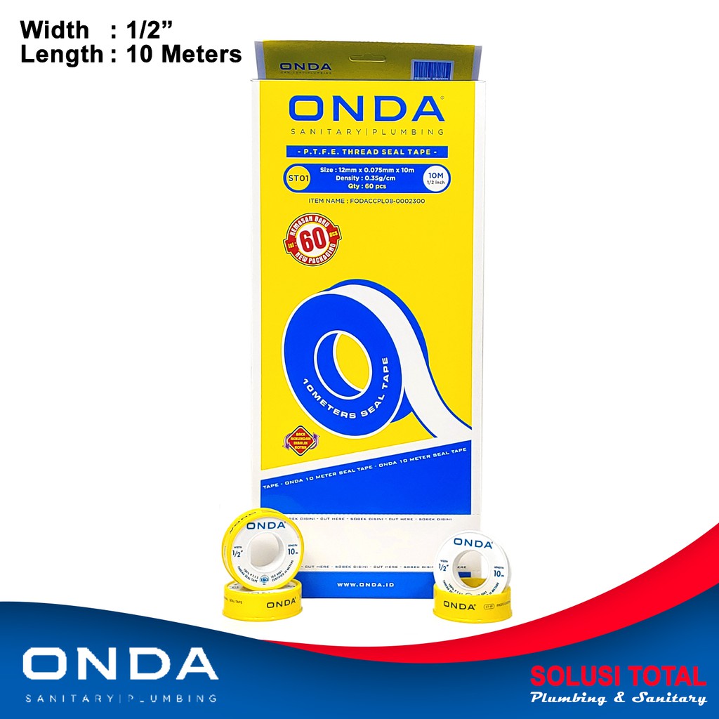 Jual [GROSIR 1 Pack 72pcs] Seal tape ONDA 10 Meter Sealtape / Isolasi pipa keran siltip | Shopee ...