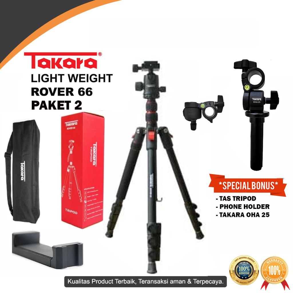 Jual Takara Rover 66 Paket 2 Tripod Monopod Light Weight With OHA 25 ...