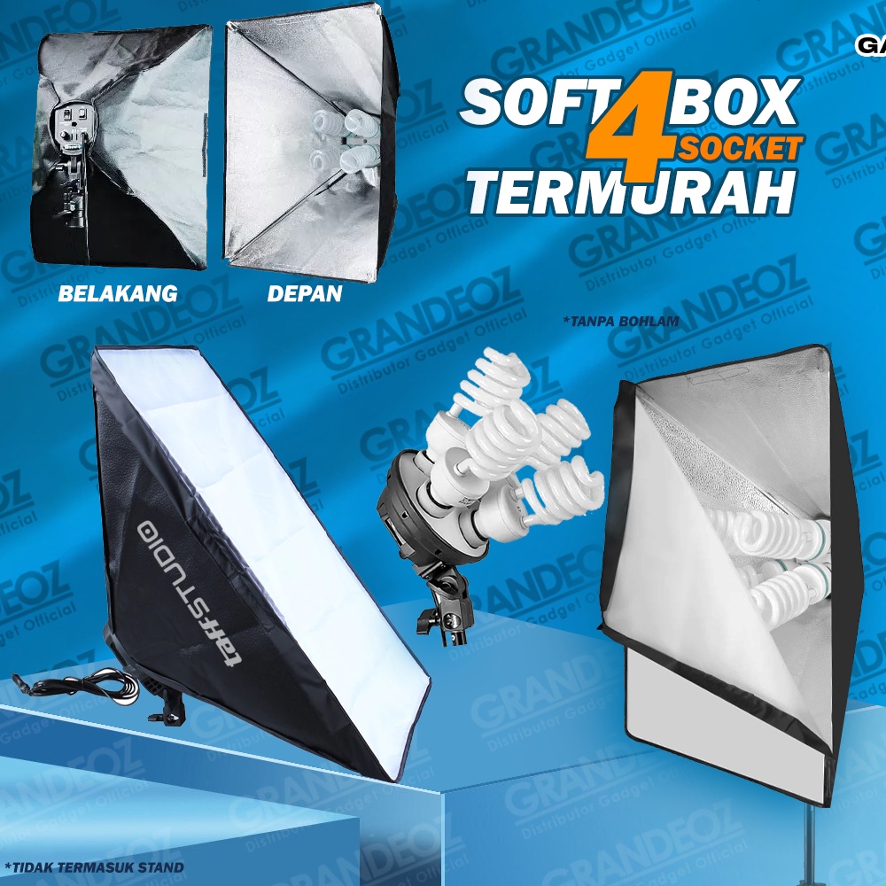 Jual Softbox 4 Soket 50x70cm Payung Continous Light Tiktok Live Streaming Reflektor Fotografi ...