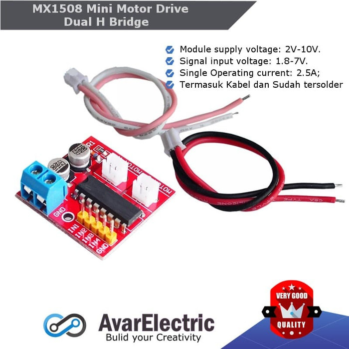 Jual MX1508 mini motor drive Dual H Bridge soldered pengganti L298N modul | Shopee Indonesia
