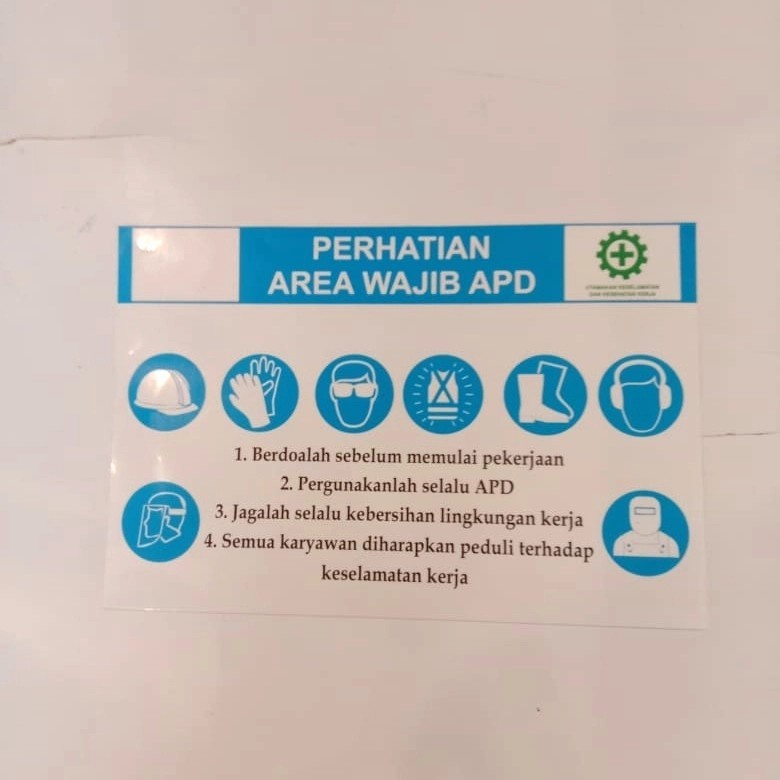 Jual sign stiker perhatian area wajib apd / sticker wajib apd k3 safety | Shopee Indonesia