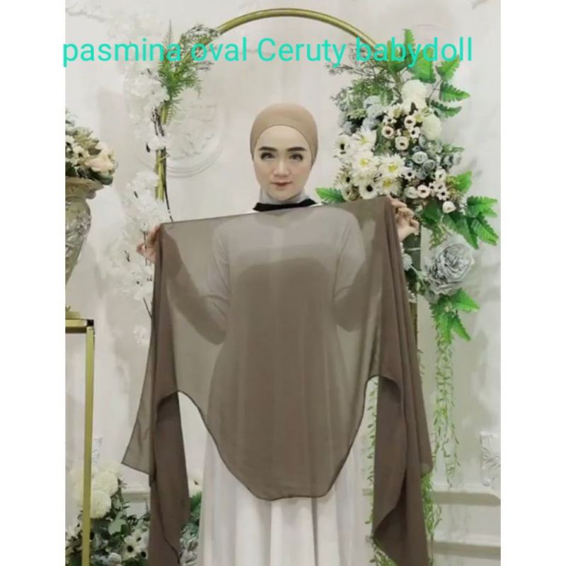 Jual Jilbab/kerudung/hijab pasmina oval curve ceruty babydoll terbaru/ terlaris 180 x75 cm ...