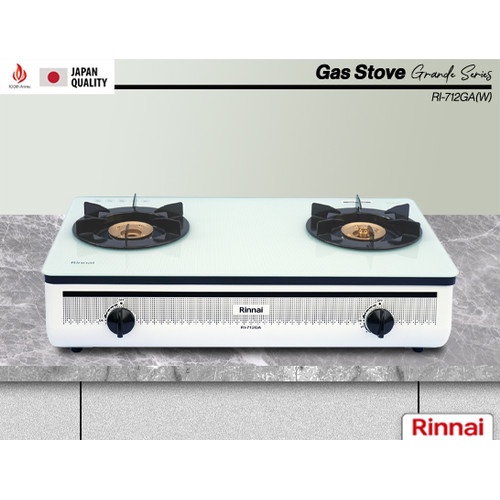 Jual RINNAI RI-712GA W KOMPOR GAS 2 TUNGKU TEMPER GLASS KACA RI712GAW ...