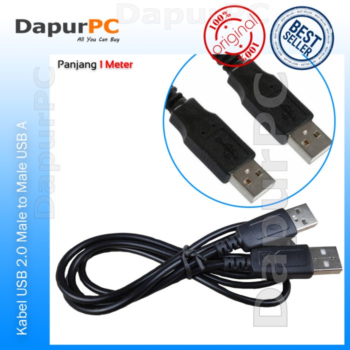 Jual Kabel USB 2.0 Male to Male 1 Meter Cable USB A to USB A | Shopee ...