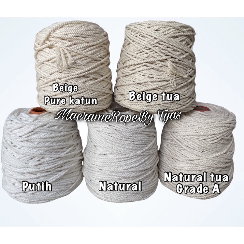 Jual Benang macrame premium murah, cotton rope beige dan natural ...
