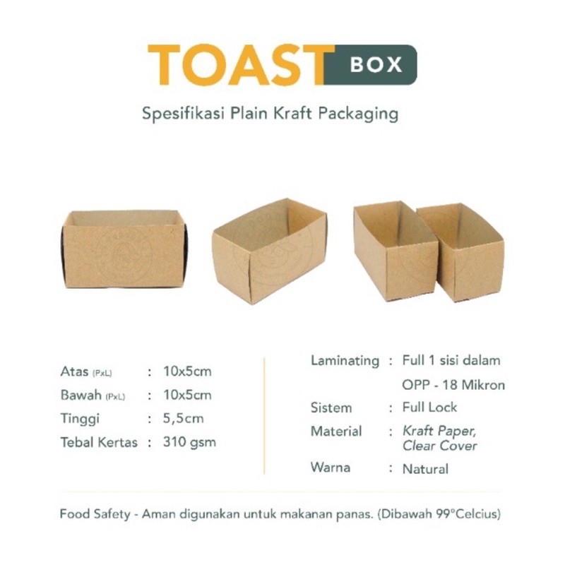 Jual Toast Box Kraft Coklat / Tempat Roti Coklat / Pegangan Roti Toast ...