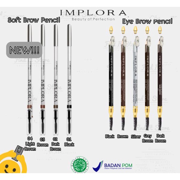 Jual IMPLORA EyeBrow Pencil 2 IN 1 Eye brow / 2IN1 PENSIL ALIS IMPLORA ...