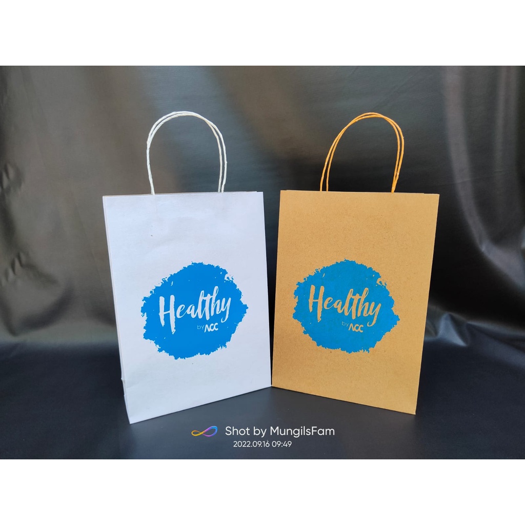 Jual Custom Paperbag Sablon Kertas Kraft Putih/Coklat Free Desain ...