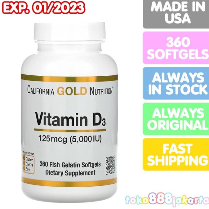 Jual KEKINIAN!!! VITAMIN D3 5000 IU 5.000 CALIFORNIA GOLD NUTRITION CGN ...