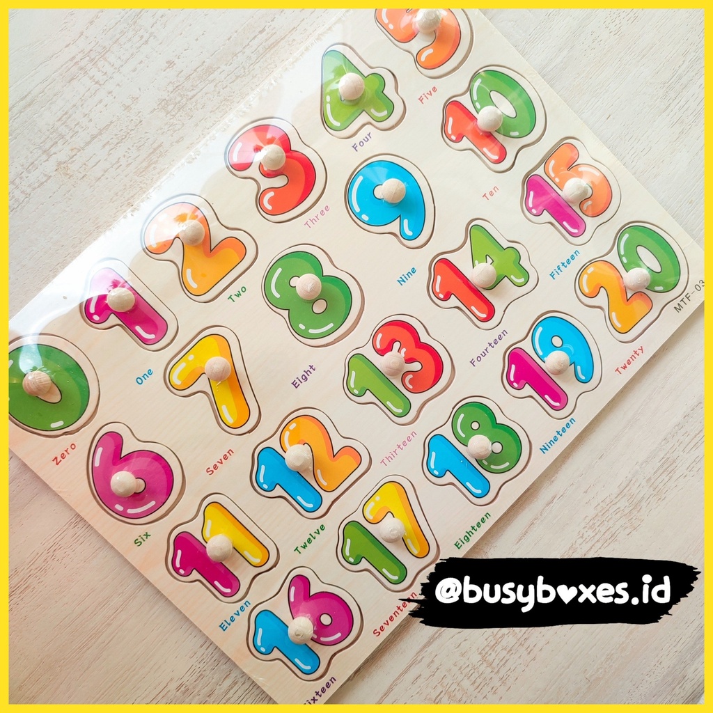 Jual [busyboxes.id] Mainan Edukasi Puzzle Angka 1-20 wooden toys puzzle ...