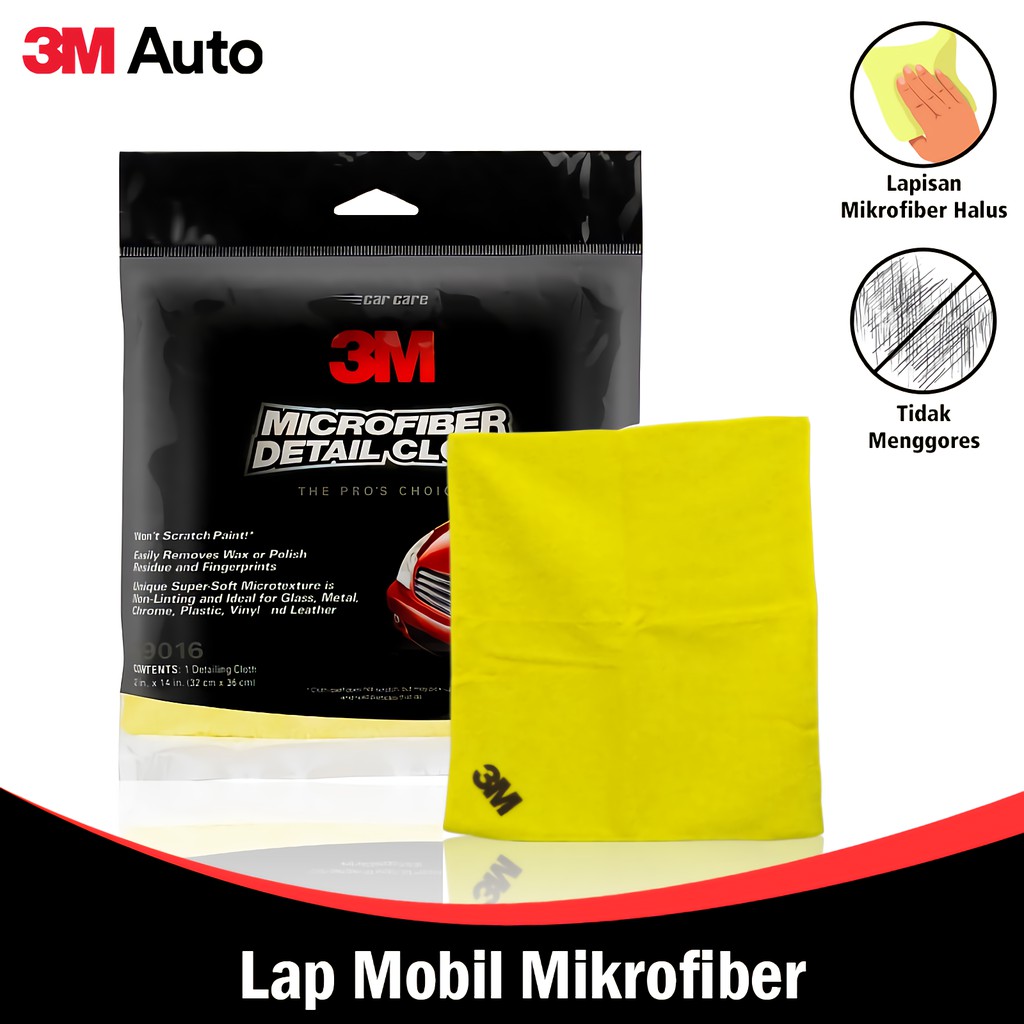 Jual 3M Auto Kain Lap Mobil/Motor 32 x 36 CM Microfiber Detailing Cloth ...