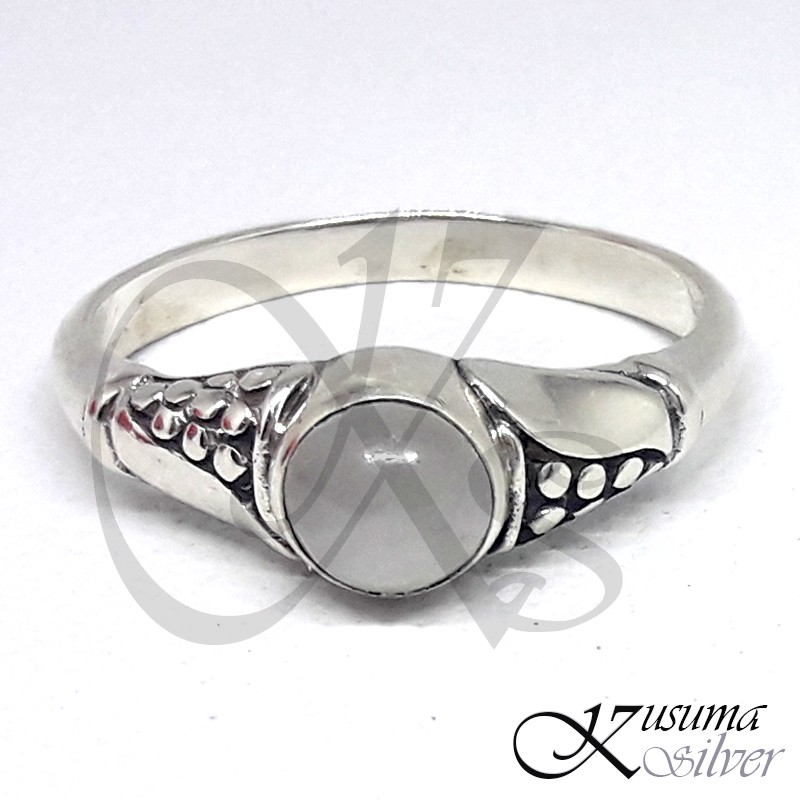 Jual Cincin Ring Perak Silver Bali Midi Batu Putih Bulat Jagung Asli ...